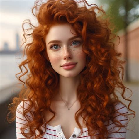 Beautiful Redhead With Curly Hair Medium Sized Locks Ai Art