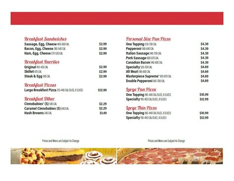 Menu At Hot Stuff Pizza Restaurant Strum