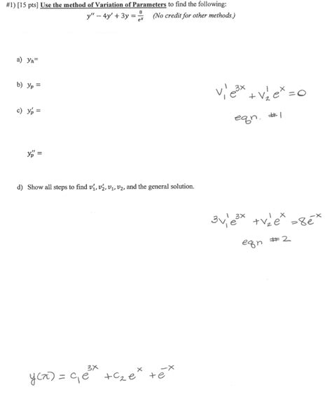 Solved The Answers For Equation 1 And 2 And The Final Answer Chegg Com