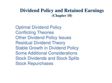 Ppt Dividend Policy And Retained Earnings Chapter 18 Powerpoint