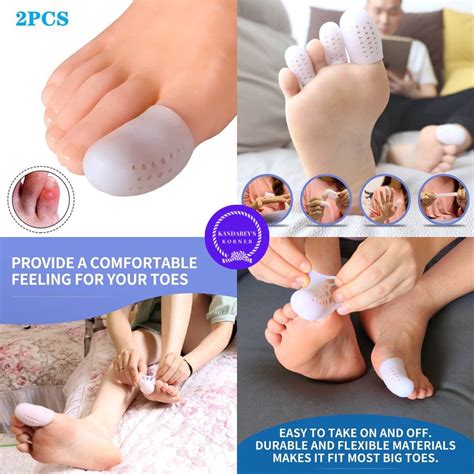 Toe Protector Caps 2 Pcs Big Small Toes Cover Sleeve Silicone Gel