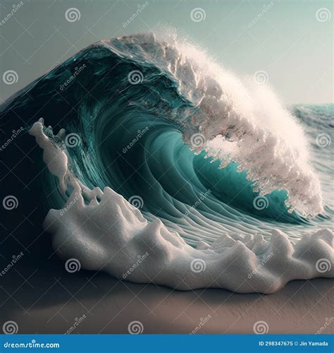 Ocean Wave With White Foam 3d Render Illustration Computer Digital
