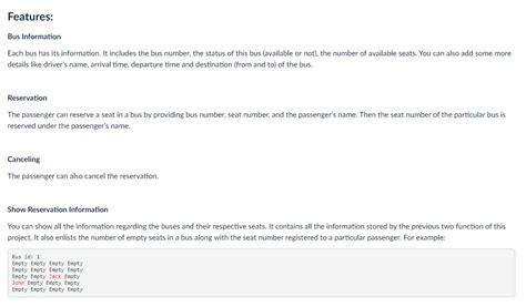 Features Bus Information Each Bus Has Its Chegg Com