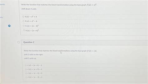 Solved Write The Function That Matches The Listed