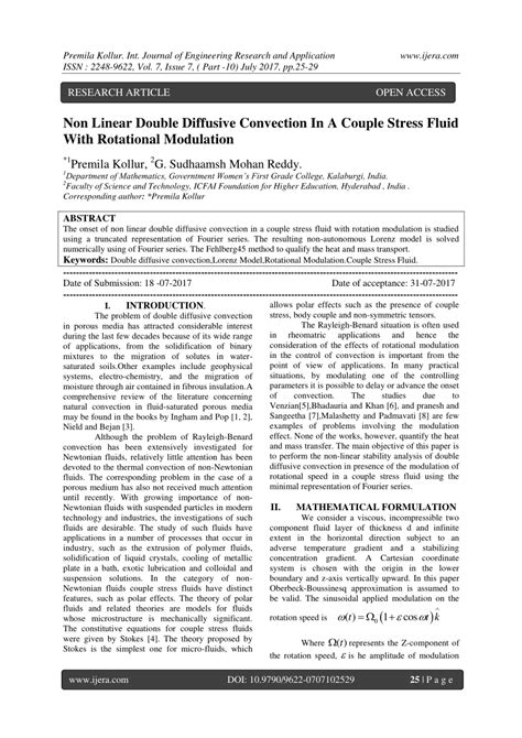 Pdf Non Linear Double Diffusive Convection In A Couple Stress Fluid