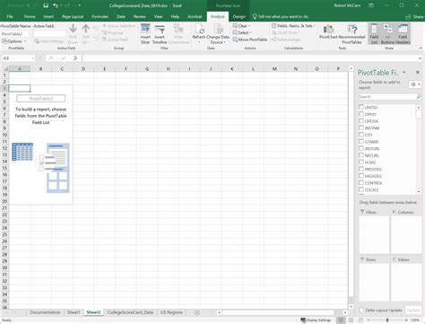 Creating PivotTables Excel