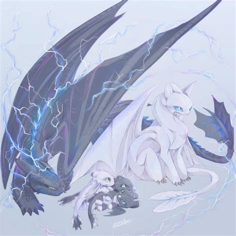 Toothless X Light Fury Fanart