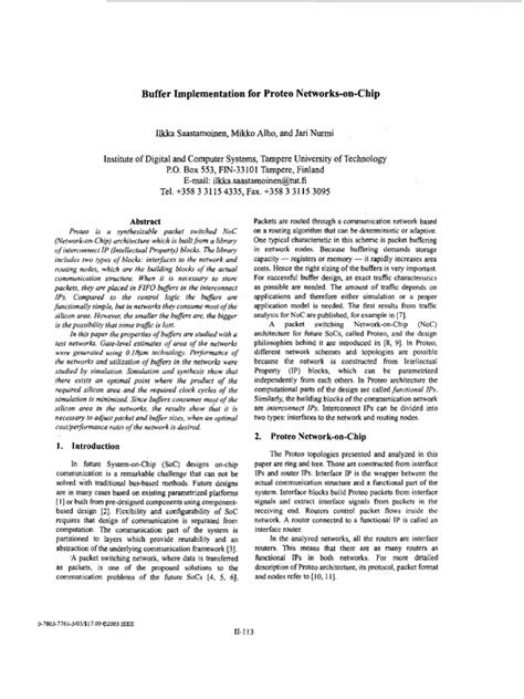 buffer implementation for proteo network on chip pdf computer