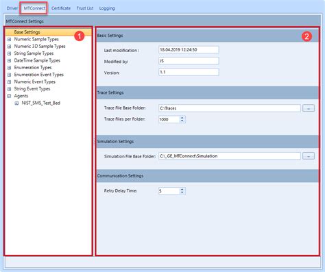 mtconnect settings mtconnect driver documentation ge vernova