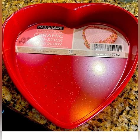 Casaware Kitchen Casaware 1 Heart Cake Pan Red Ceramic Nonstick