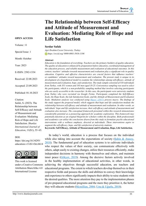 Pdf The Relationship Between Self Efficacy And Attitude Of Measurement And Evaluation