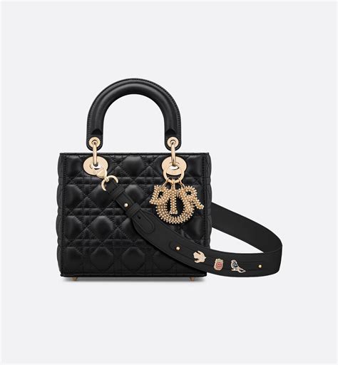 Small Lady Dior My Abcdior Bag Black Cannage Lambskin Dior