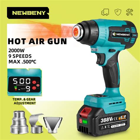 NEWBENY 500 ℃ электрический пистолет горячего воздуха с 9 передачами ...