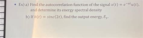 solved ex a find the autocorrelation function of the
