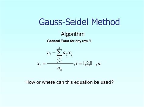 gausssiedel method 1 gaussseidel method an iterative method