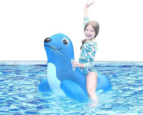 Inflatable Ride On Sea Lion Pool Float Summer Floating Raft For Lake
