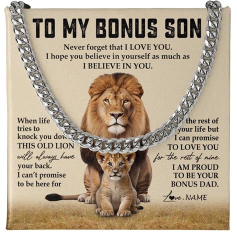 Personalized To My Bonus Son Cuban Necklace From Step Father Never