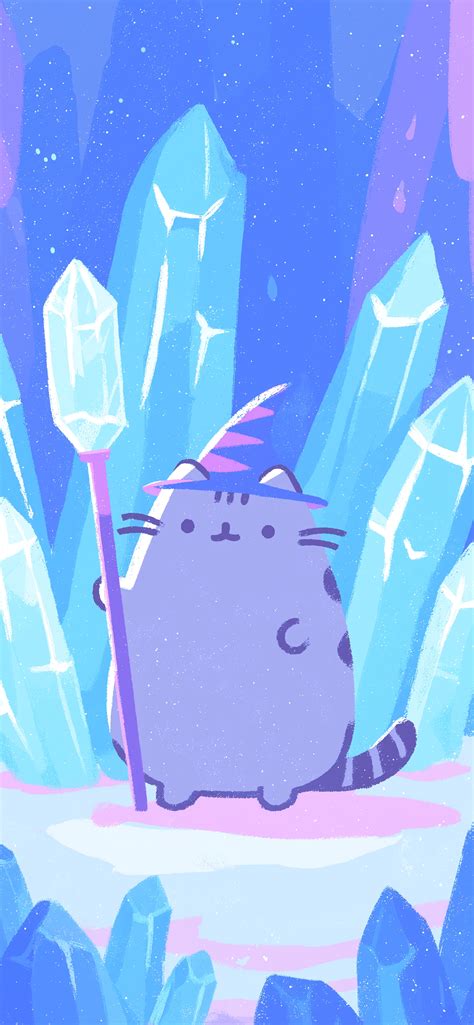 Pusheen Cat Wizard Magic Crystals Blue Wallpapers Hd Wallpaper