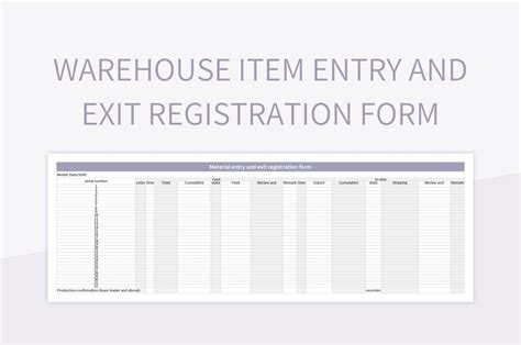 Warehouse Item Entry And Exit Registration Form Excel Template And Google Sheets File For Free