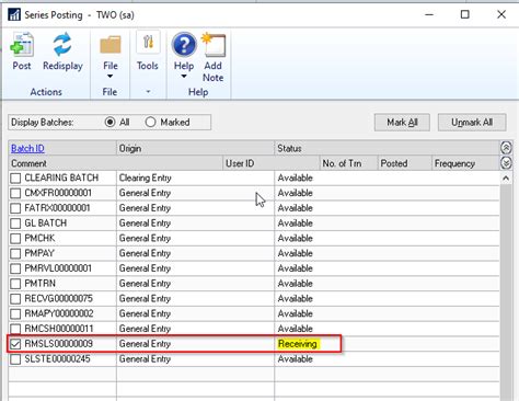 Dynamics Gp Using The Batch Enquiry” Window To Assist Troubleshooting The Receiving” Or