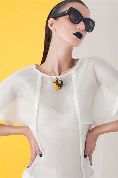 Trendy Sensual Model In Modern Outfit Stock Image Image Of Lipstick Hairstyle