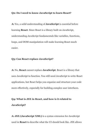 Top 10 Differences Between React And JavaScript A Detailed Comparison PDF