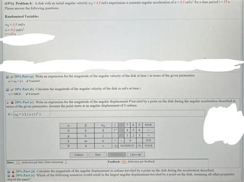 solved 15 6 problem 4 a a divk with an initial angular