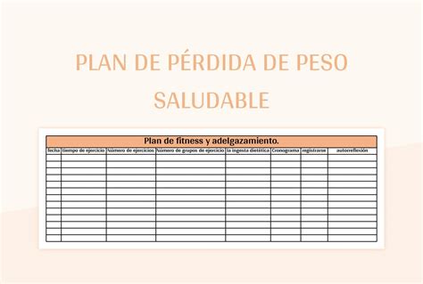 Plantilla De Formato Excel Plan De Pérdida De Peso Saludable Y Hoja De