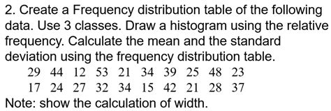 solved 2 create a frequency distribution table of the
