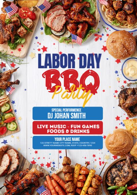 White Professional Labor Day Bbq Invitation A4 Template Postermywall