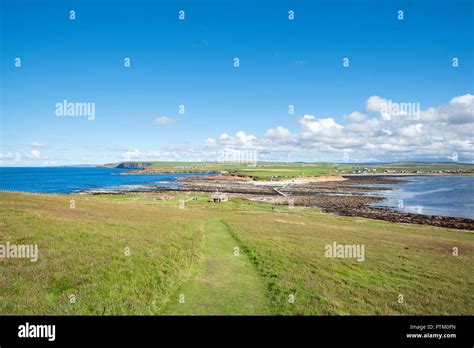 View From The Tidal Island Brough Of Birsay To The Island Orkney