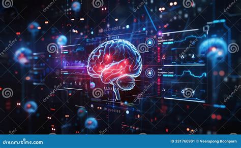 A Digital Representation Of The Human Brain With Glowing Circuitry And Data Flowing Around It