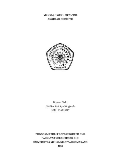 Makalah Lesi Angular Cheilitis Siti Nur Aini Ayu J3a018017 Pdf