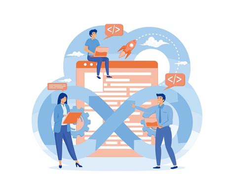 Premium Vector Devops Developers Characters Software Delivery Automation Process Concept