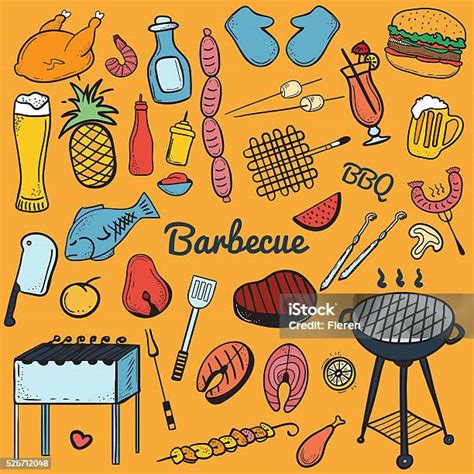 색상화 벡터 손으로 그린 낙서 및 Bbq 그릴 고기에 대한 스톡 벡터 아트 및 기타 이미지 고기 굽기 꼬챙이 Istock