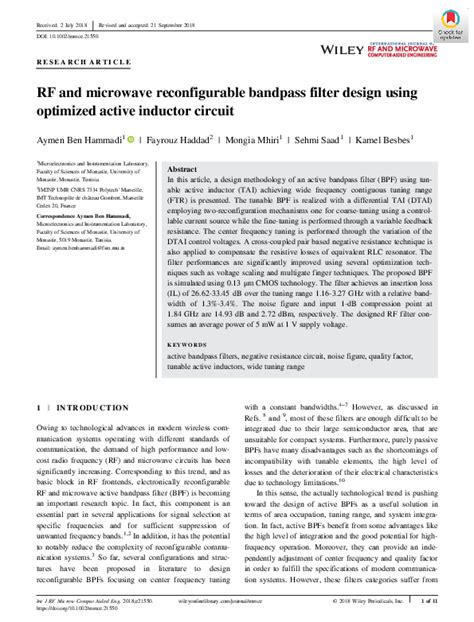 Pdf Rf And Microwave Reconfigurable Bandpass Filter Design Using