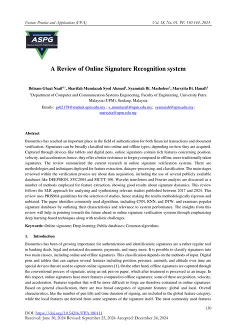 Pdf A Review Of Online Signature Recognition System Pdf A Review Of Online Signature Recognition System