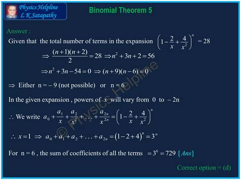 Binomial Theorem 5 Pptx Physics Science