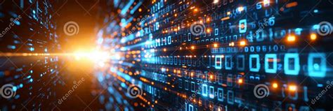 Abstract Futuristic Technology Background With Glowing Numbers Binary Code Stock Illustration