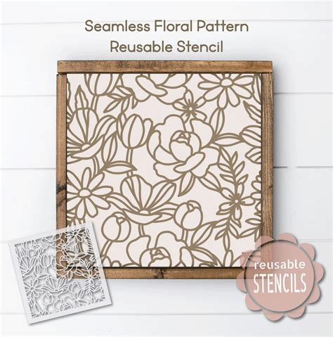 Seamless Floral Pattern K Peony Stencil Wallcutz Crafts