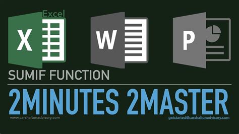 Sumif Function In Excel 2minutes 2master Youtube