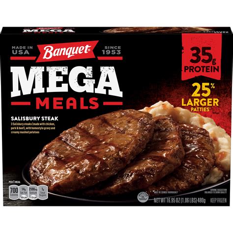 Banquet Mega Meals Salisbury Steak Frozen Dinner 1695 Ounce Walmart
