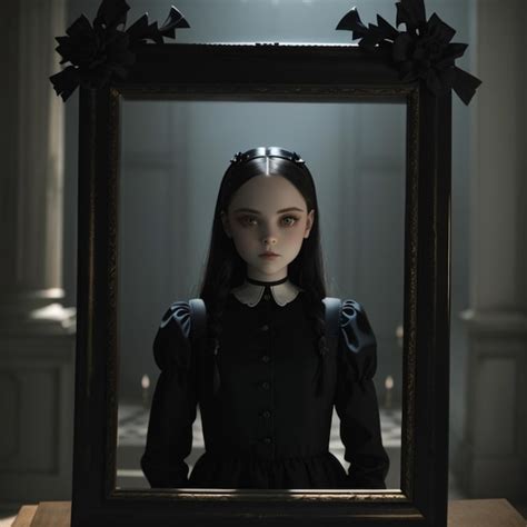Premium Ai Image Wednesday Addams Black And White Photo