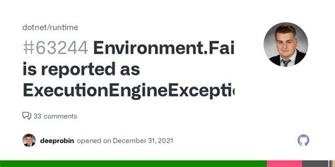 environment failfast is reported as executionengineexception · issue
