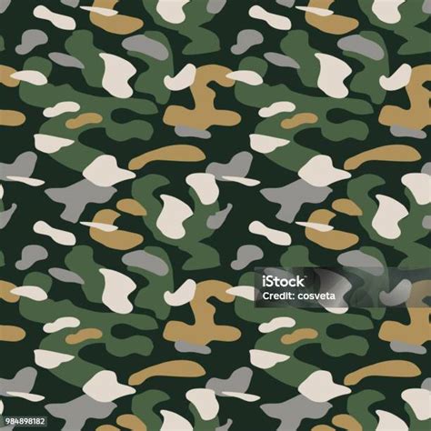 위장 패턴 배경 원활한 벡터 일러스트 레이 션 고전적인 군사 의류 스타일입니다 카 모 반복 텍스처 셔츠 인쇄입니다 녹색 갈색 검은 회색 네이 비 색상 해병대 텍스처 검은색에