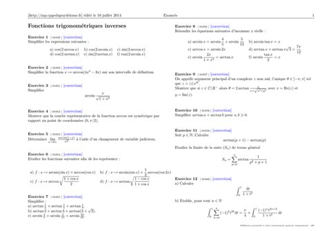 Fonctions Trigonométriques Inverses