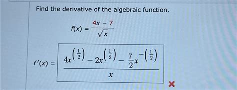 solved find the derivative of the algebraic