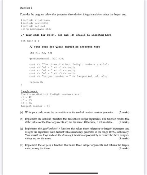 Solved Question 2 Consider The Program Below That Generates