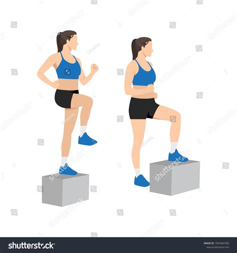 Woman Doing Box Step Exercise Flat Stock Vector Royalty Free