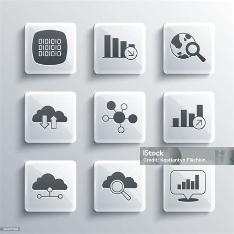 Set Search Cloud Computing Pie Chart Infographic Financial Growth Mind